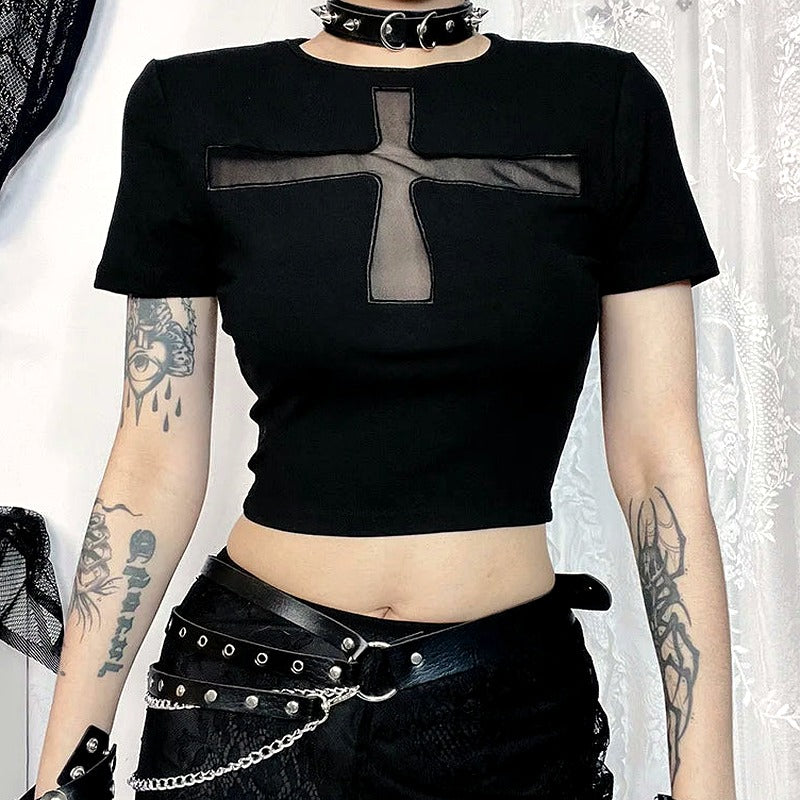 Hexed Mesh Panel Top – Y2k Apparel